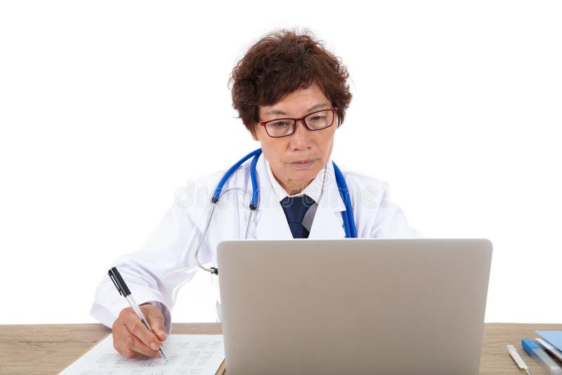 Chinese Doctor Working at the Computer Stock Image - Image of medical ...