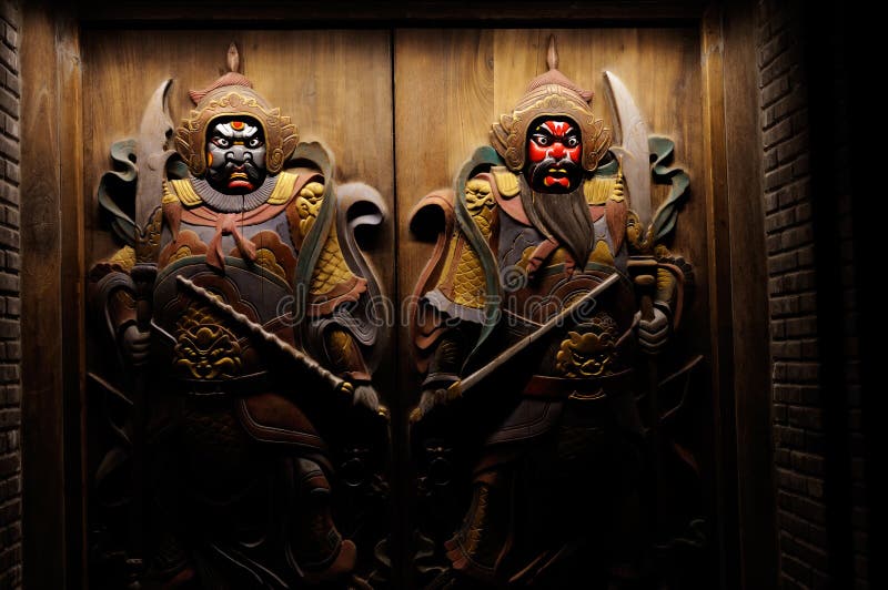 Chinese Door God Embossments Stock Photo - Image of tradional, door ...