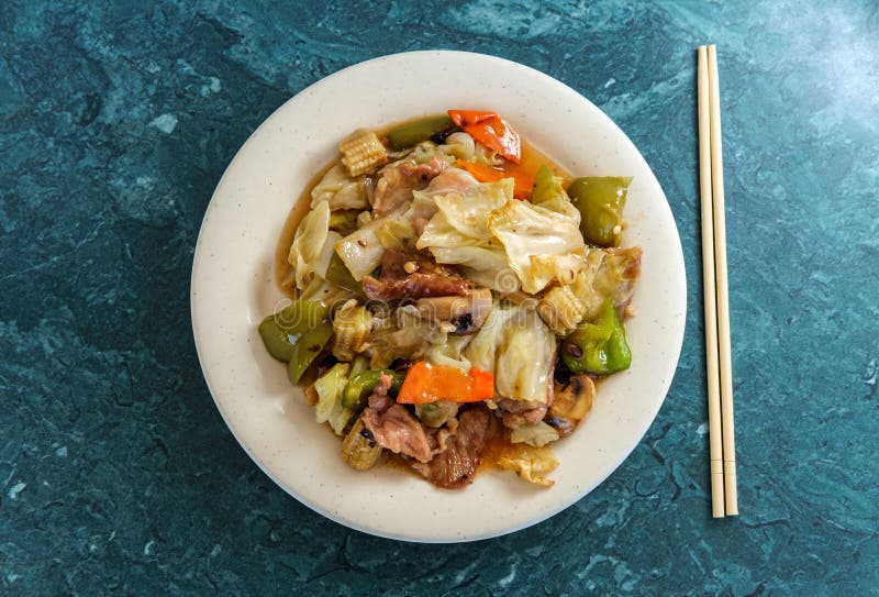 Chinese Double Cooked Pork stock image. Image of dinner - 223658455