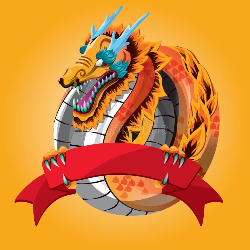 Chinese Dragon with Banner. Vector Illustration Decorative Background ...