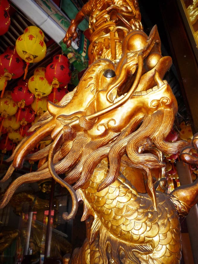 Chinese Dragon Carving Column Stock Photo - Image of golden, gold: 56222406