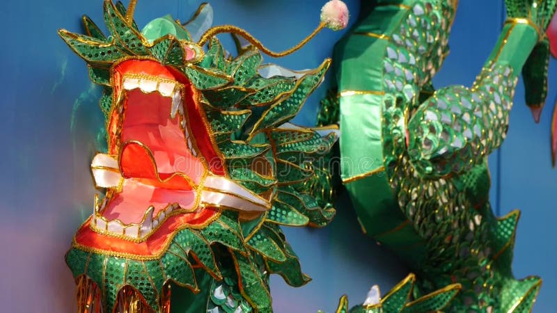 Chinese Dragon and Lion Puppet Made from Paper in Lunar New Year ...