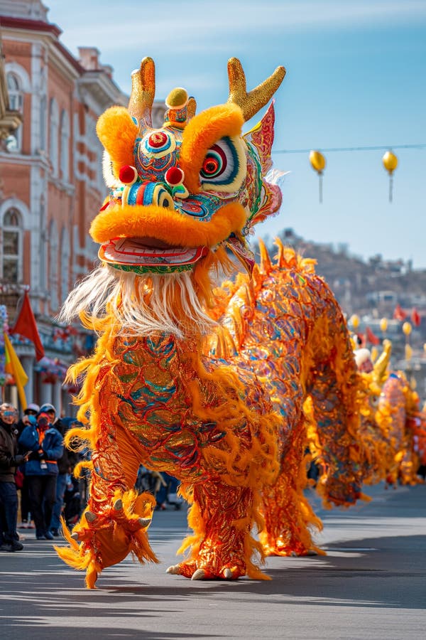 Chinese Dragon Dance Parade Stock Illustration - Illustration of year ...