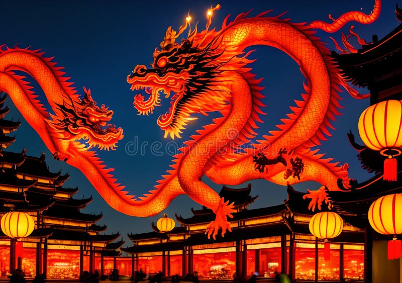 Chinese Dragon, Generative AI Illustration Stock Illustration ...