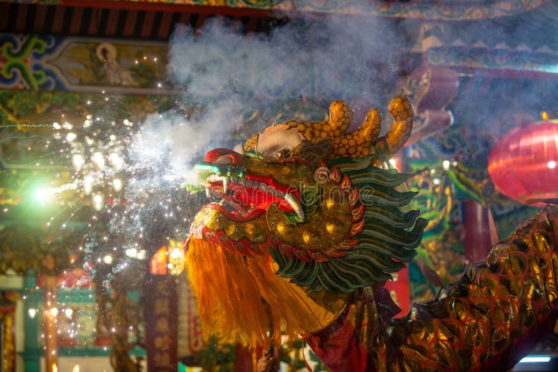 A Photograph of a Chinese Dragon in Front of a Chinese Temple Editorial ...