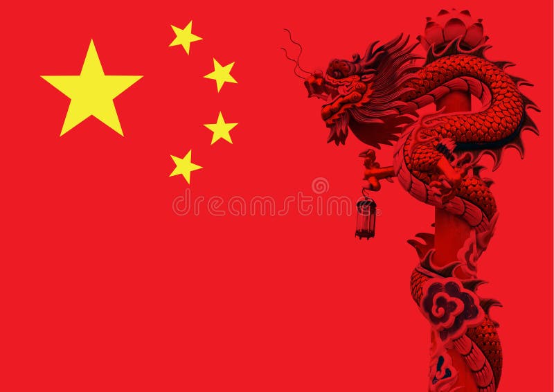 Chinese dragon flag. stock illustration. Illustration of east - 27693705