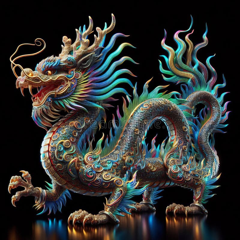 Chinese Dragon a Holographic Chinese Dragon Representing Power a Stock ...