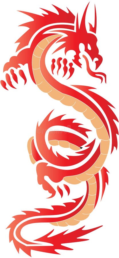 Chinese Dragon Illustration in Orage Color Stock Illustration ...