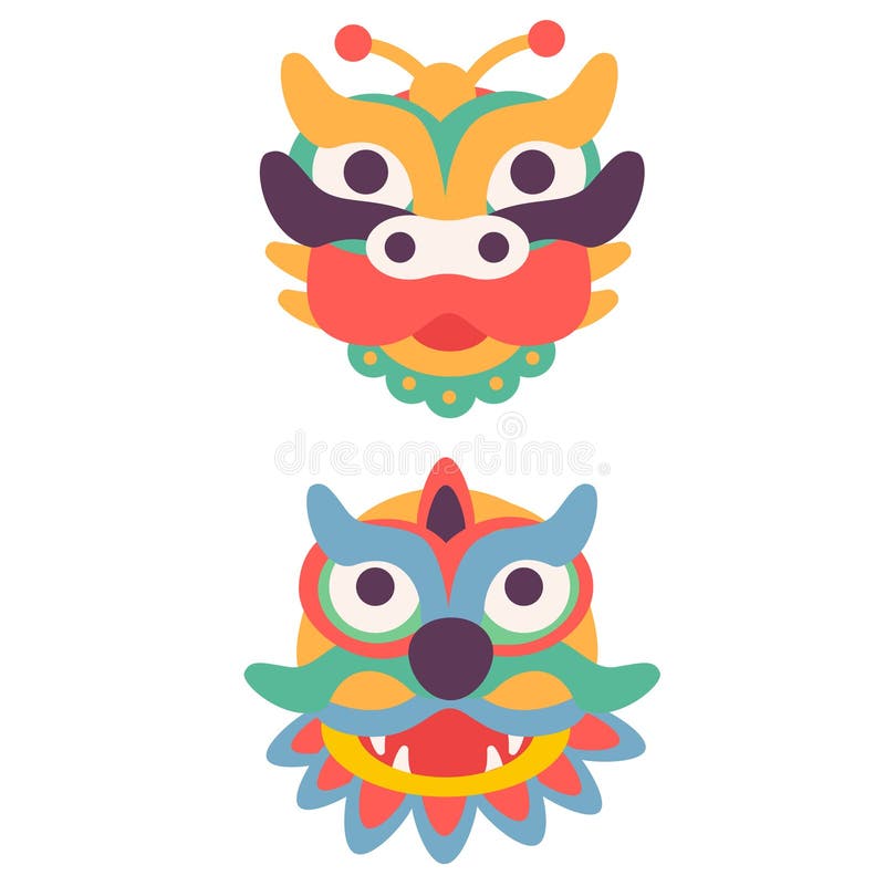 Chinese Dragon Mask for Chinese New Year Stock Vector - Illustration of ...