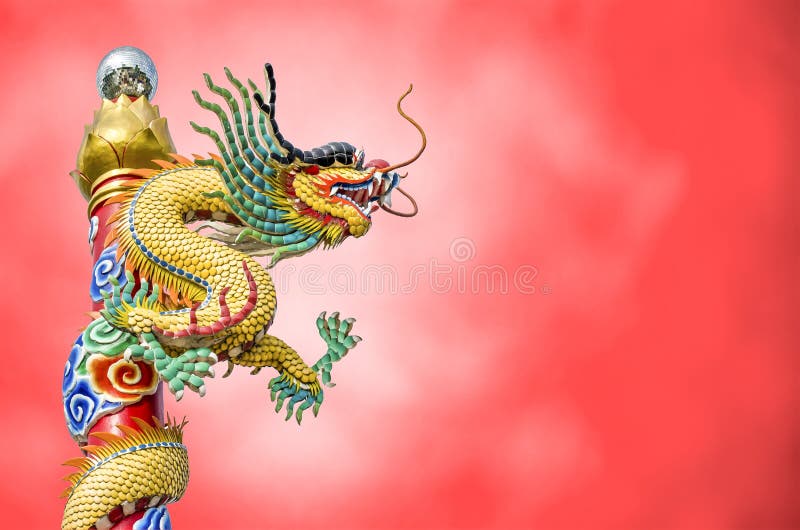 Chinese dragon on the ploe stock photo. Image of animal - 50088238