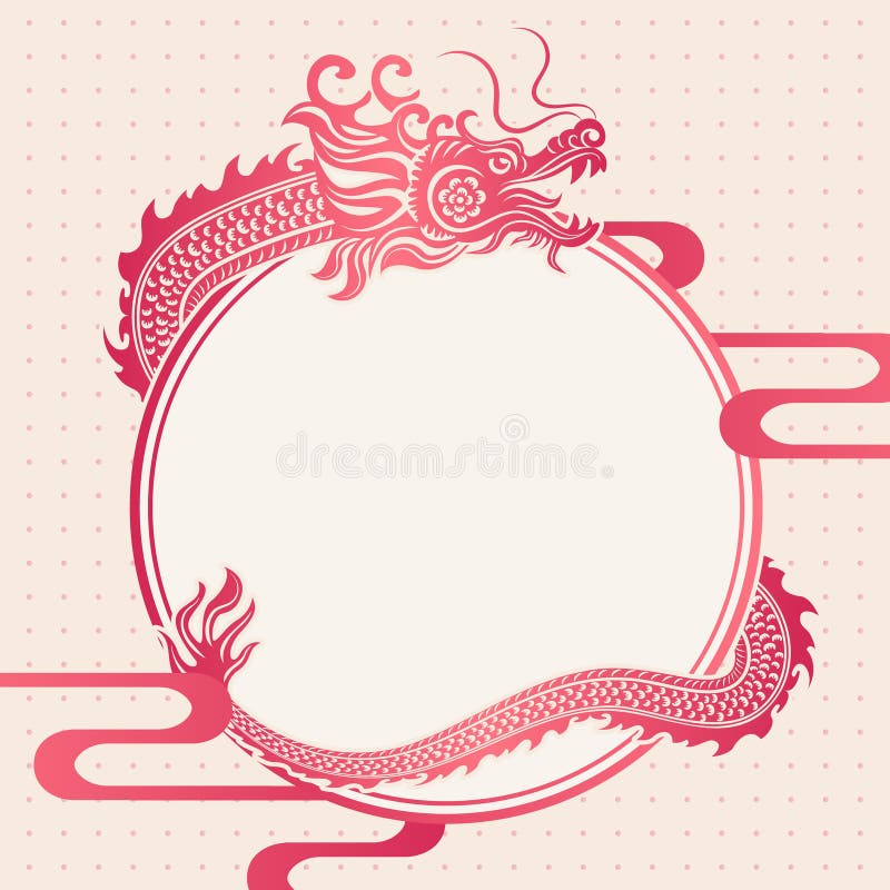 Dragon with Round Frame Isolated on White Background. 3D Rendering ...