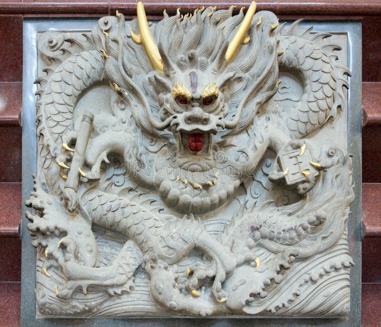 Chinese Dragon Stone Carving Stock Image - Image of carving, gold: 23520447