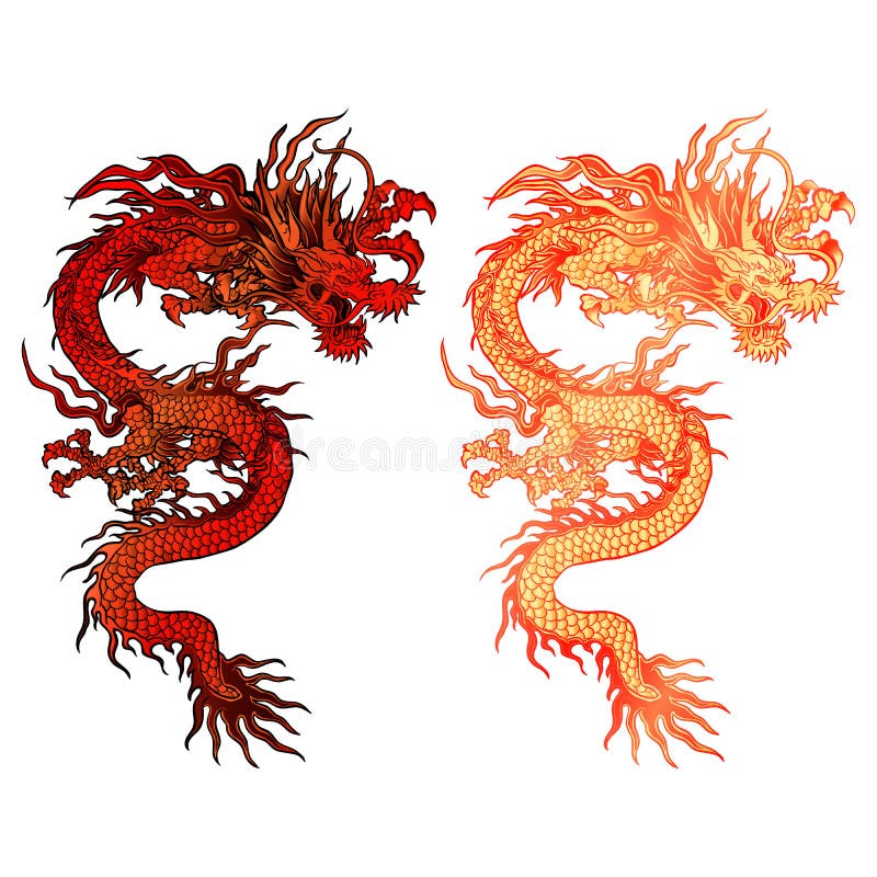Chinese Dragon with Two Color Options Stock Vector - Illustration of ...