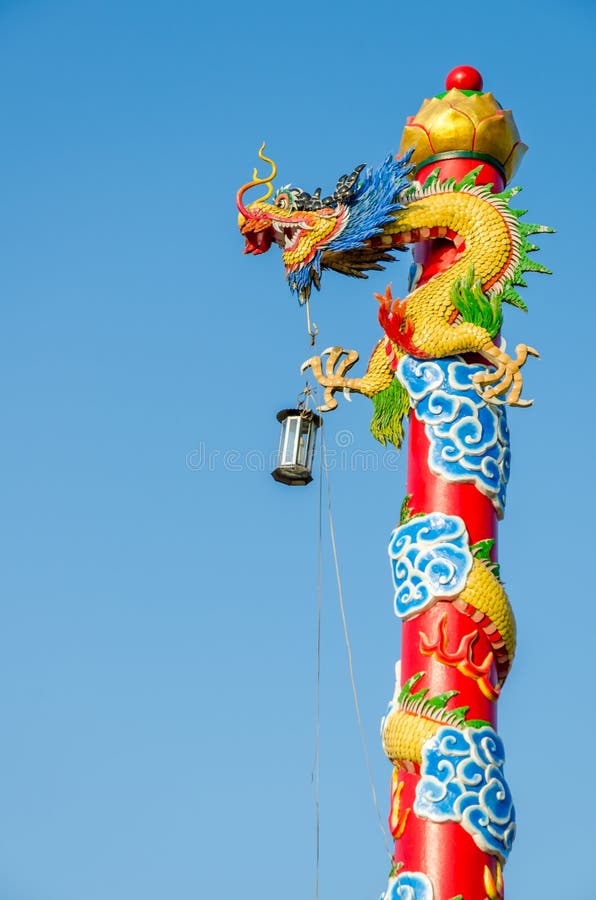 Dragon Wrapped Around the Pole Stock Photo - Image of dragon, china ...