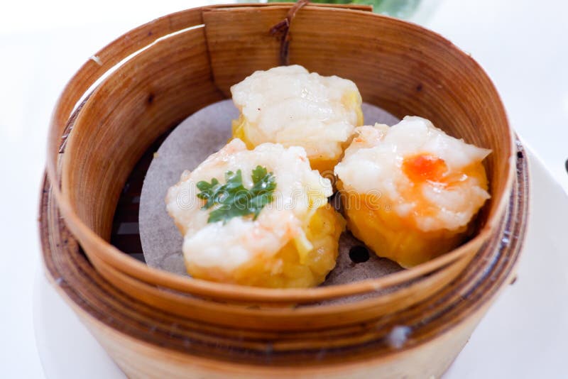 Chinese Dumpling in a Bamboo Steamer Box Stock Photo - Image of steamed ...