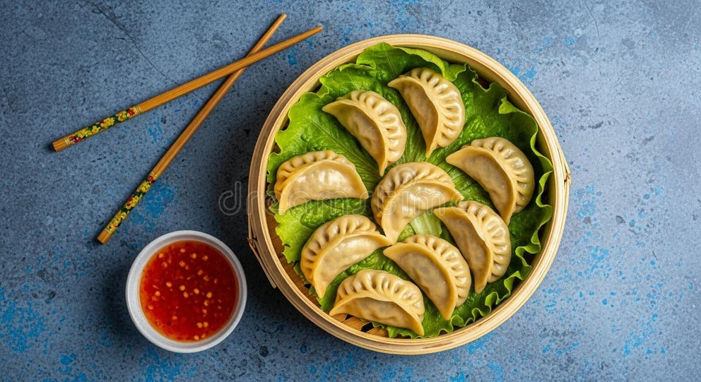 Chinese Dumpling in a Bamboo Steamer Box Stock Illustration ...