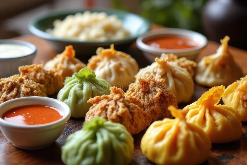 Chinese Dumpling Feast stock illustration. Illustration of colorful ...