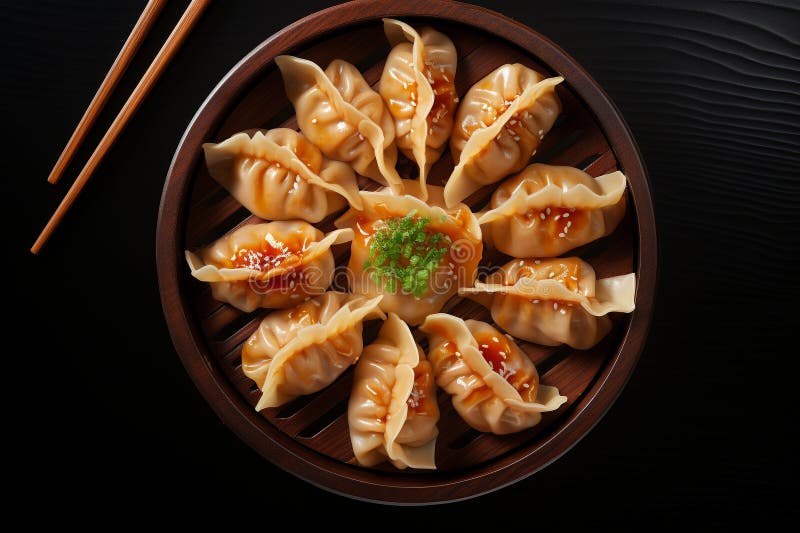 Chinese Dumpling Top View. Generative Ai Stock Illustration ...
