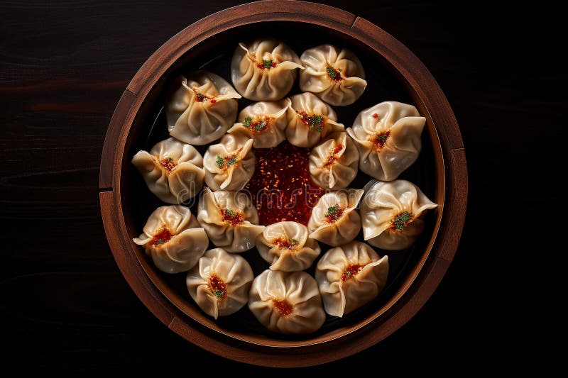 Chinese Dumpling Top View. Generative Ai Stock Illustration ...