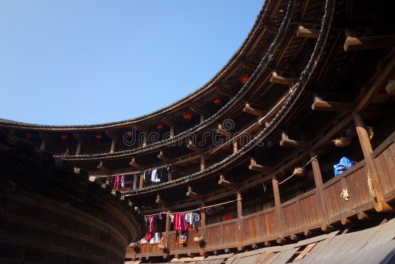 Chinese earth building stock photo. Image of blue, sunny - 86880642