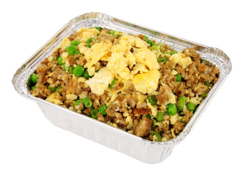 Egg Fried Rice in a Foil Take Away Container Stock Image - Image of ...