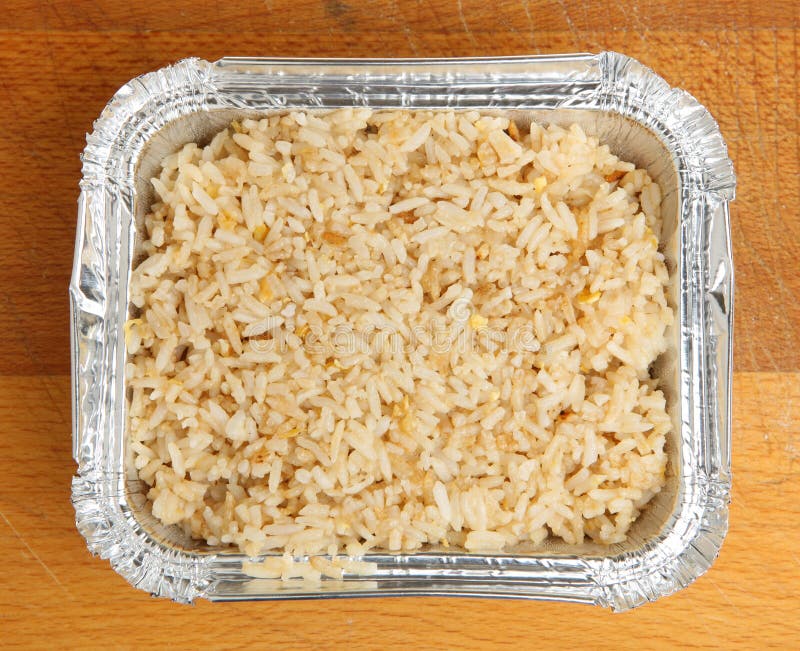 Chinese Egg-Fried Rice in Foil Tray Stock Image - Image of aluminum ...