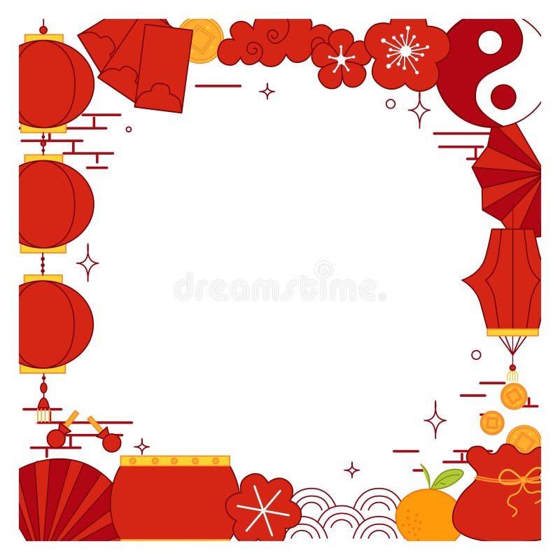 Chinese Element Circle Frame for Icon,sticker, Decoration Happy New ...