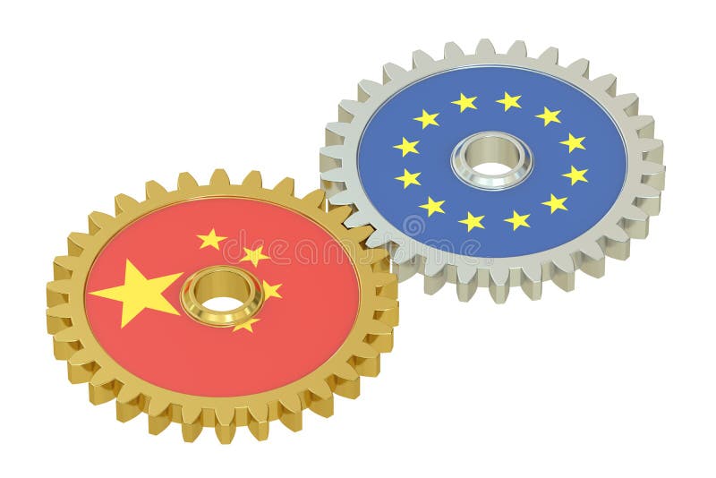 European Union and China Hands Shaking with Flags Stock Image - Image ...