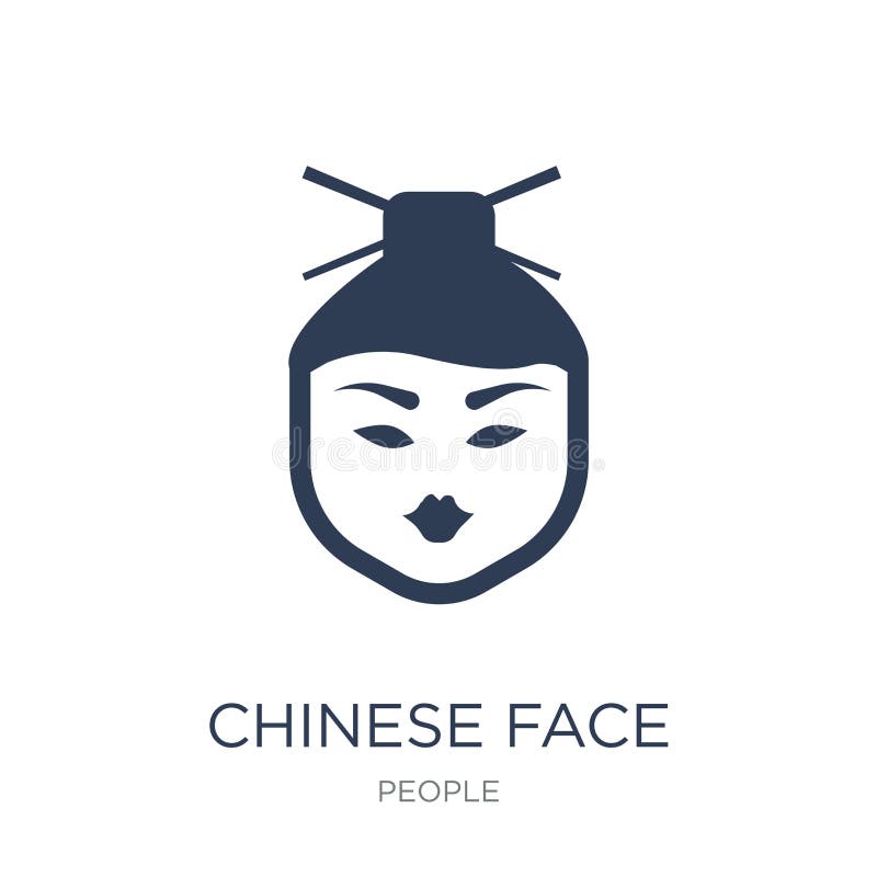 Chinese Face Icon. Trendy Flat Vector Chinese Face Icon on White Stock ...