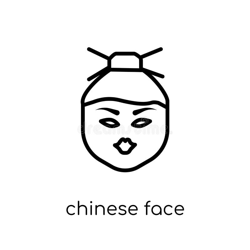 Chinese Face Icon. Trendy Modern Flat Linear Vector Chinese Face Stock ...