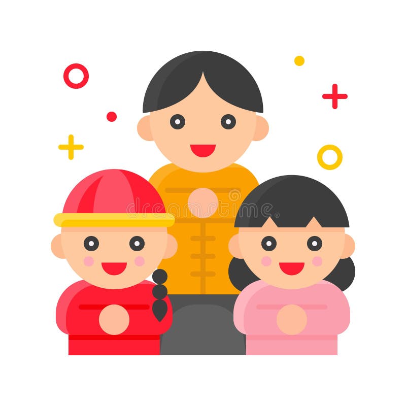 Chinese Family Vector, Chinese New Year Flat Icon Stock Vector ...