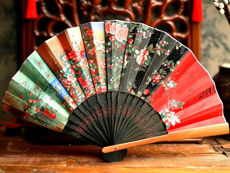 Chinese Fans, Chinese New Year, Generative AI Stock Illustration ...
