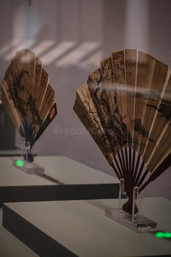 Chinese fans with painting editorial photography. Image of furniture ...