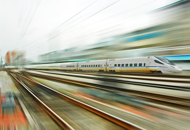 Fast moving train stock photo. Image of crowded, perspective - 9440342