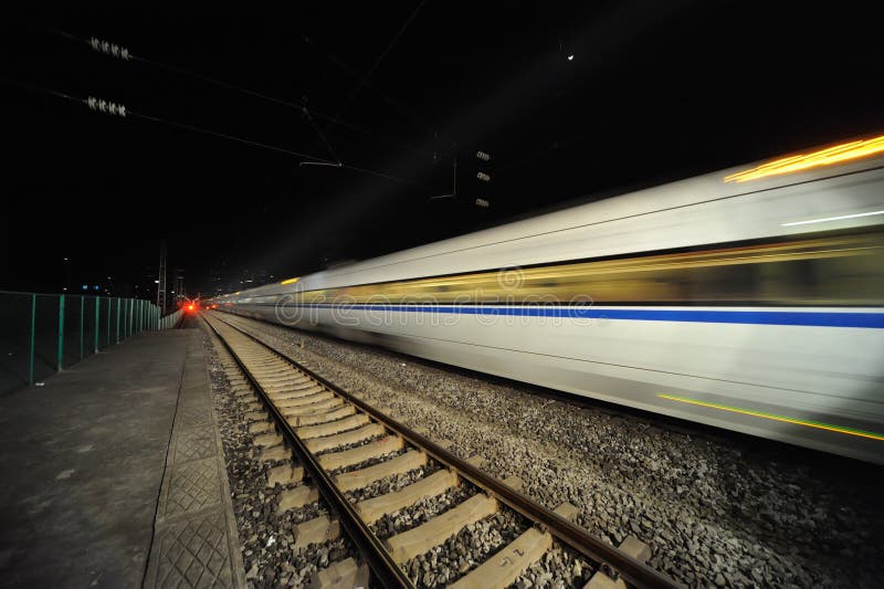 Train at night stock image. Image of front, chinese, connection - 35569469