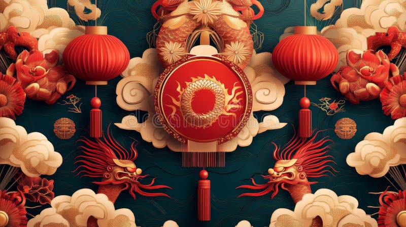 Chinese Festival Pattern Background for AR Design Generative AI Stock ...