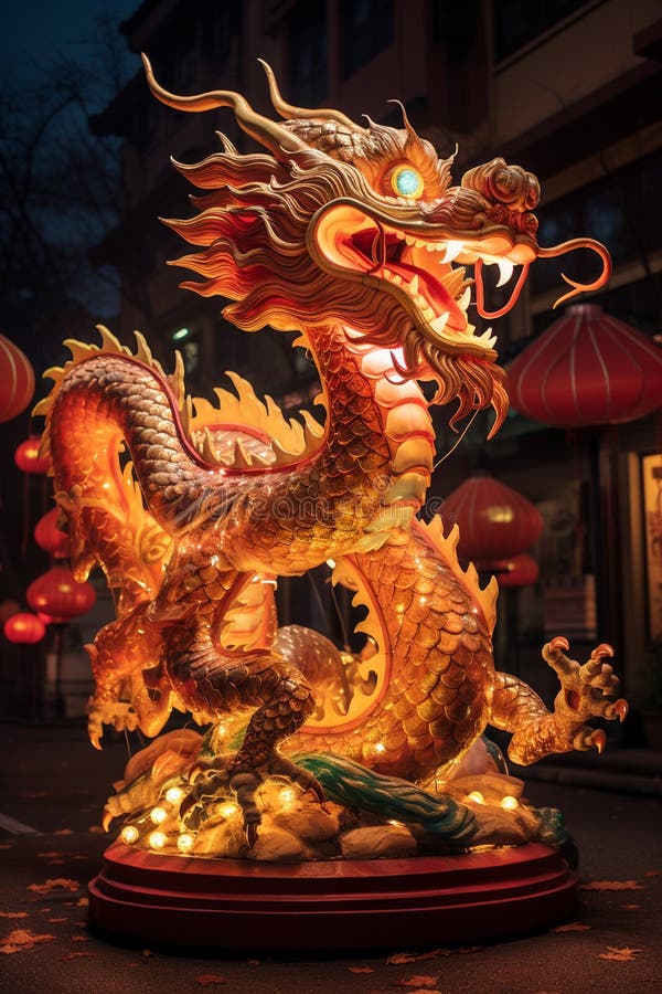 Chinese Fire Dragon Statue. Selective Focus Stock Photo - Image of ...