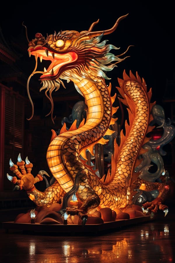 Chinese Fire Dragon Statue. Selective Focus Stock Image - Image of ...