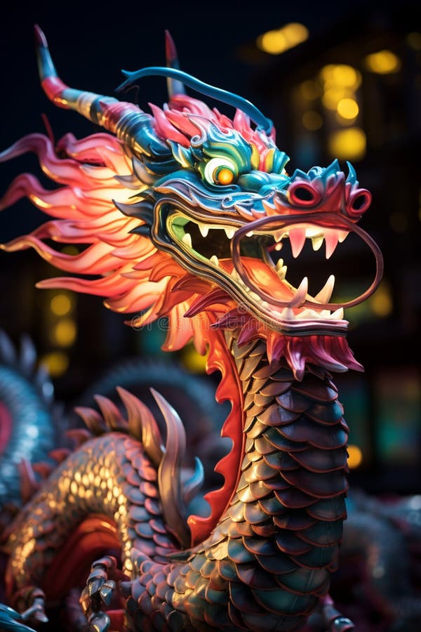 Chinese Fire Dragon Statue. Selective Focus Stock Image - Image of ...