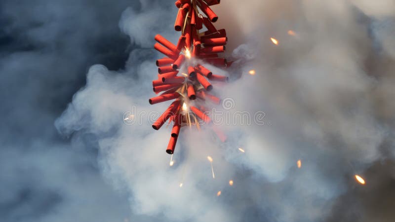 Chinese firecracker, ai stock image. Image of smoke - 301074999