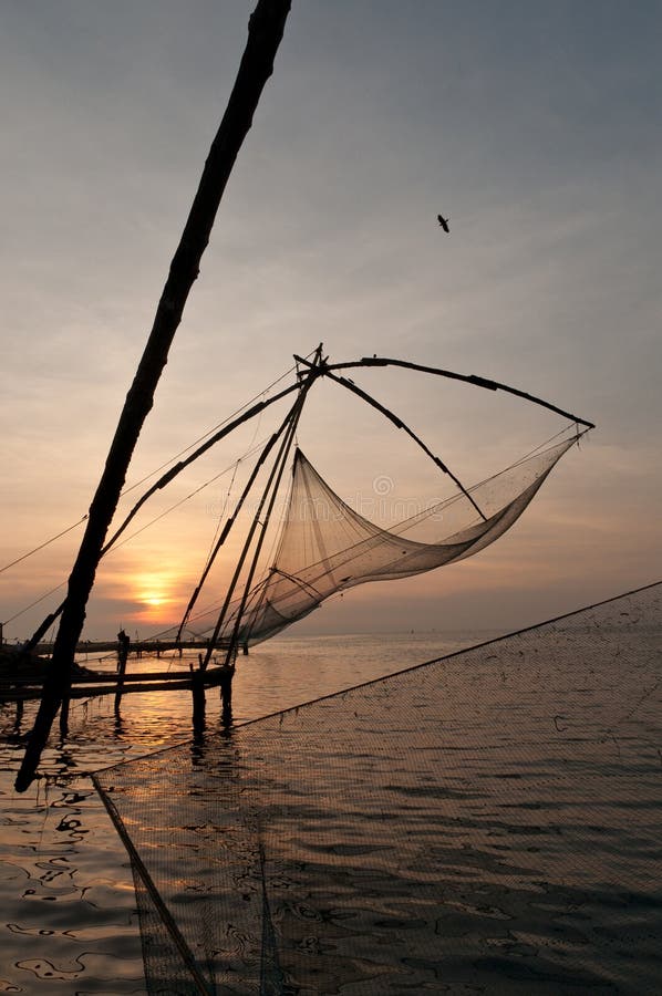 Chinese fishing nets stock image. Image of ocean, sunset - 29163997
