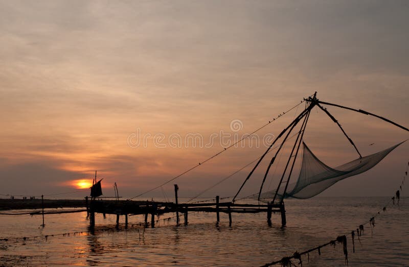 Chinese fishing nets stock image. Image of kochi, india - 29424801