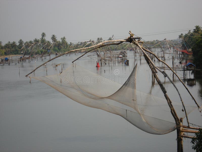 Chinese fishing nets stock image. Image of india, fish - 46599903