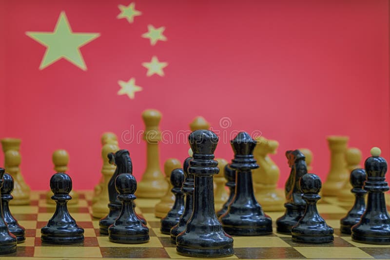 Chinese Flag on the Background of a Chessboard with Pieces Stock Image ...