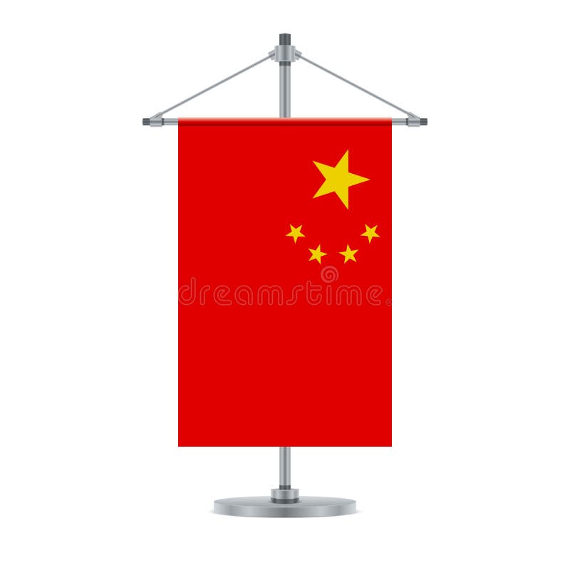 Chinese Flag on the Cross Metallic Pole, Illustration Stock Vector ...
