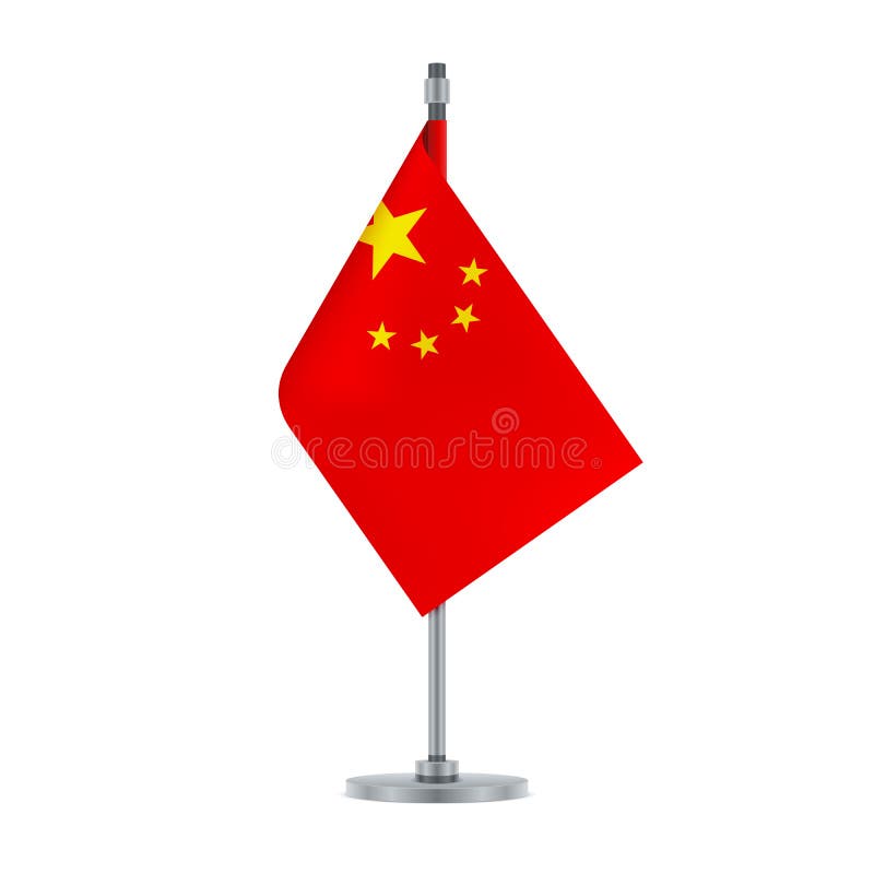 Chinese Flag Hanging on the Metallic Pole, Vector Illustration Stock ...