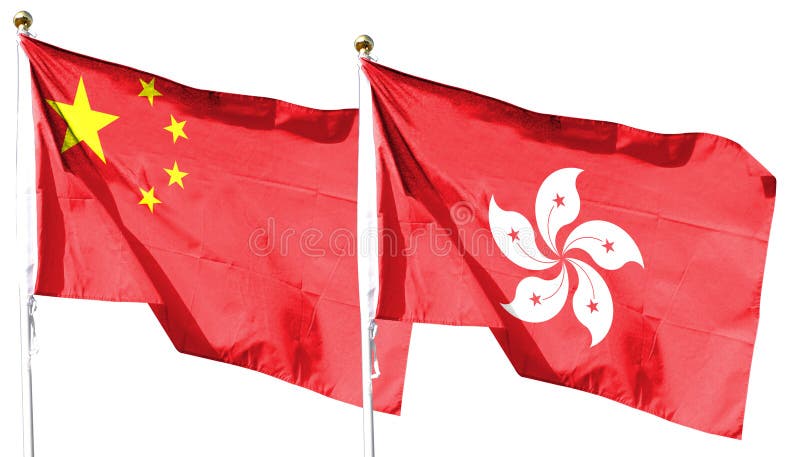 Chinese Flag and Hong Kong Flag on Cloudy Sky Stock Photo - Image of ...