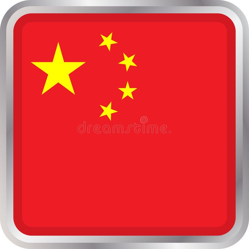 Chinese Flag Icon of a Rectangular Shape with Rounded Corners Stock ...