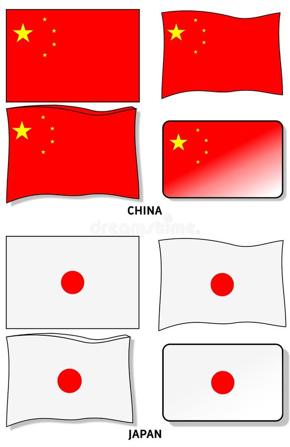 Chinese Flag and Japanese Flag Stock Vector - Illustration of asia ...