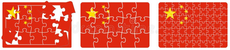 Chinese Flag Made Out of Puzzle Pieces, Different Versions Stock Vector ...